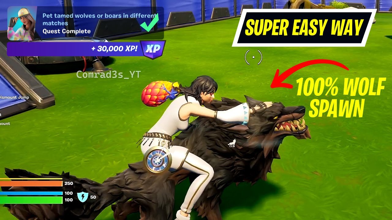 [100% Wolf Spawn] Pet tamed wolves or boars in different matches Fortnite - YouTube