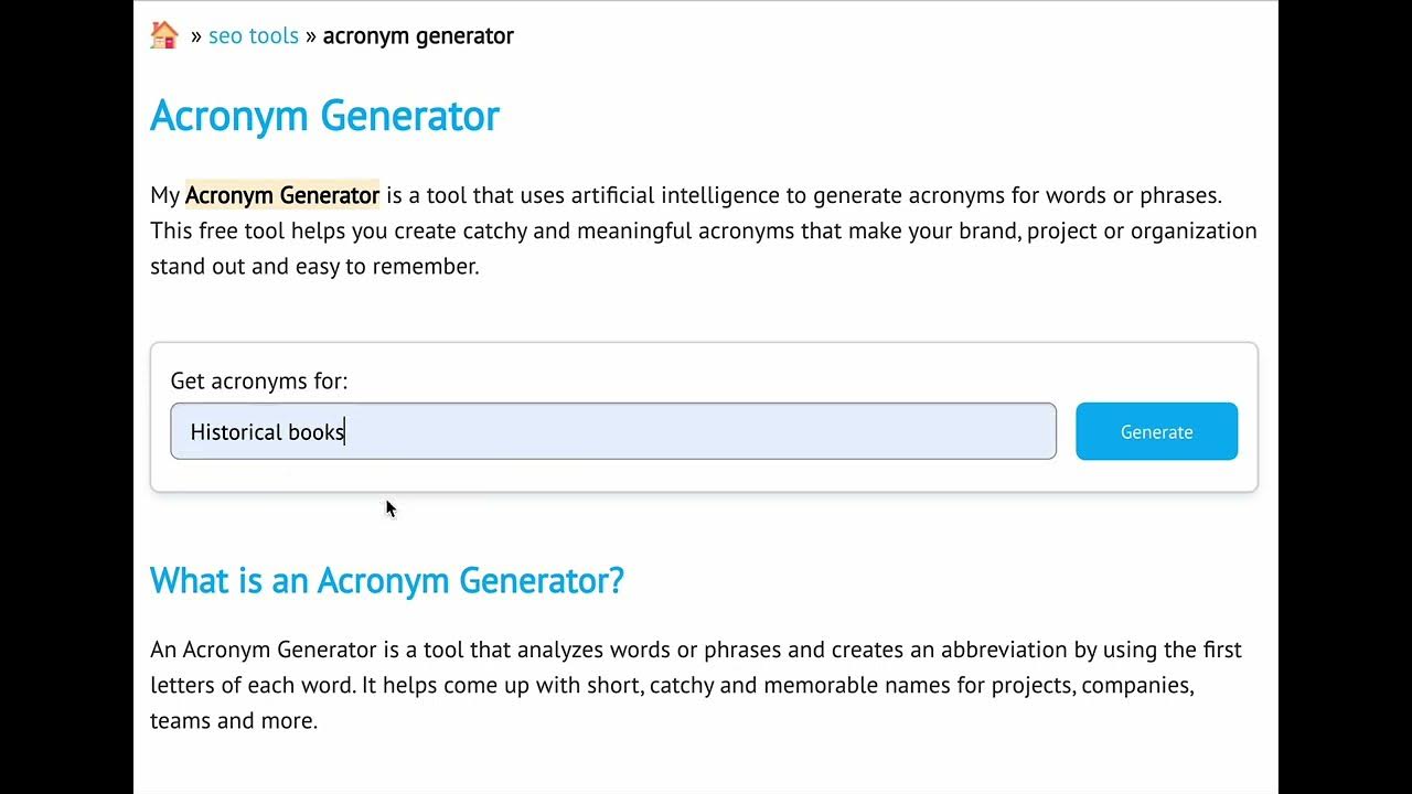 Acronym Generator - Free SEO tool - YouTube