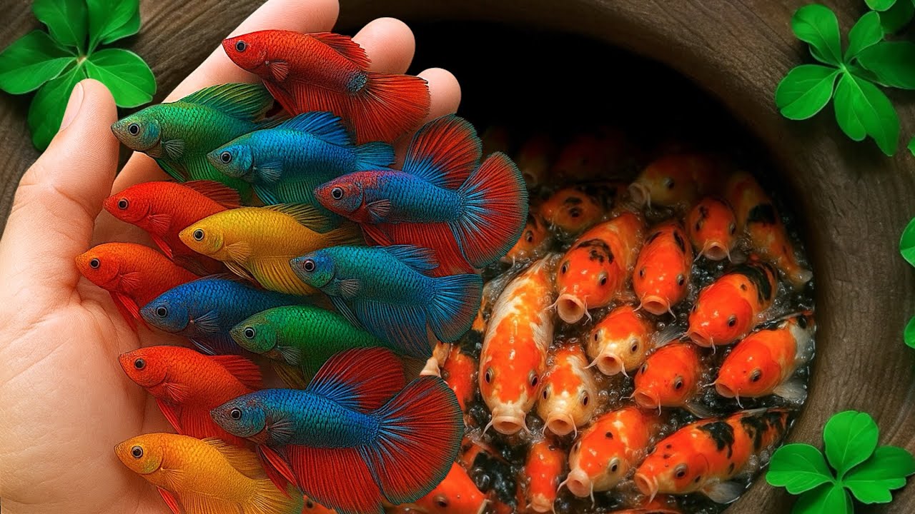 Catch Colorful Aquarium Fish In Smal Pond: Cute Fish, Guppy fish, baby ...