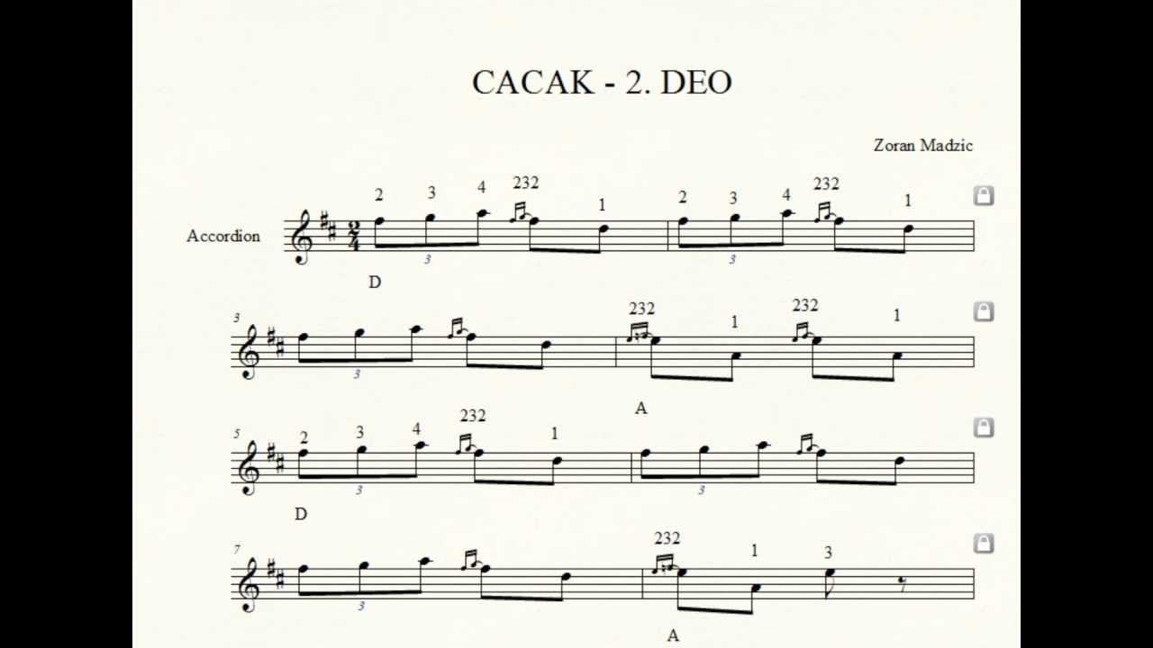 Cacak kolo - note za harmoniku (zapis Zoran Madzic) - YouTube