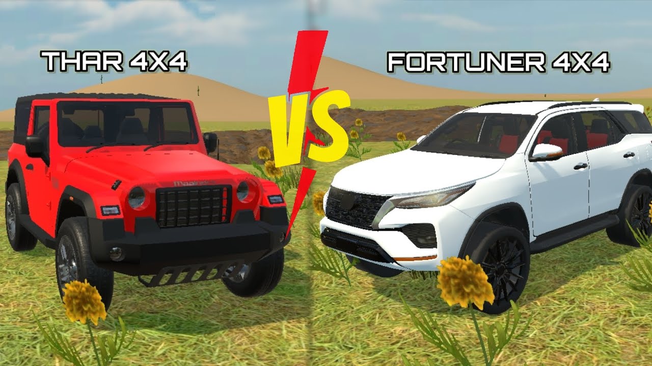 THAR 4X4 VS FORTUNER 4X4 IN INDIAN VEHICLES SIMULATOR 3D - YouTube