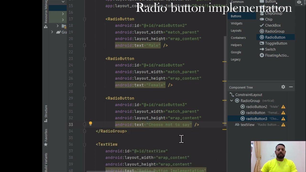 Android Studio - Radio Button implementation using Toast message - YouTube