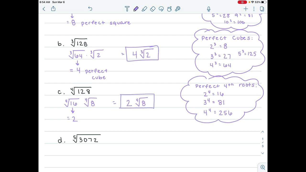 Simplifying nth Roots Notes Part 1 - YouTube