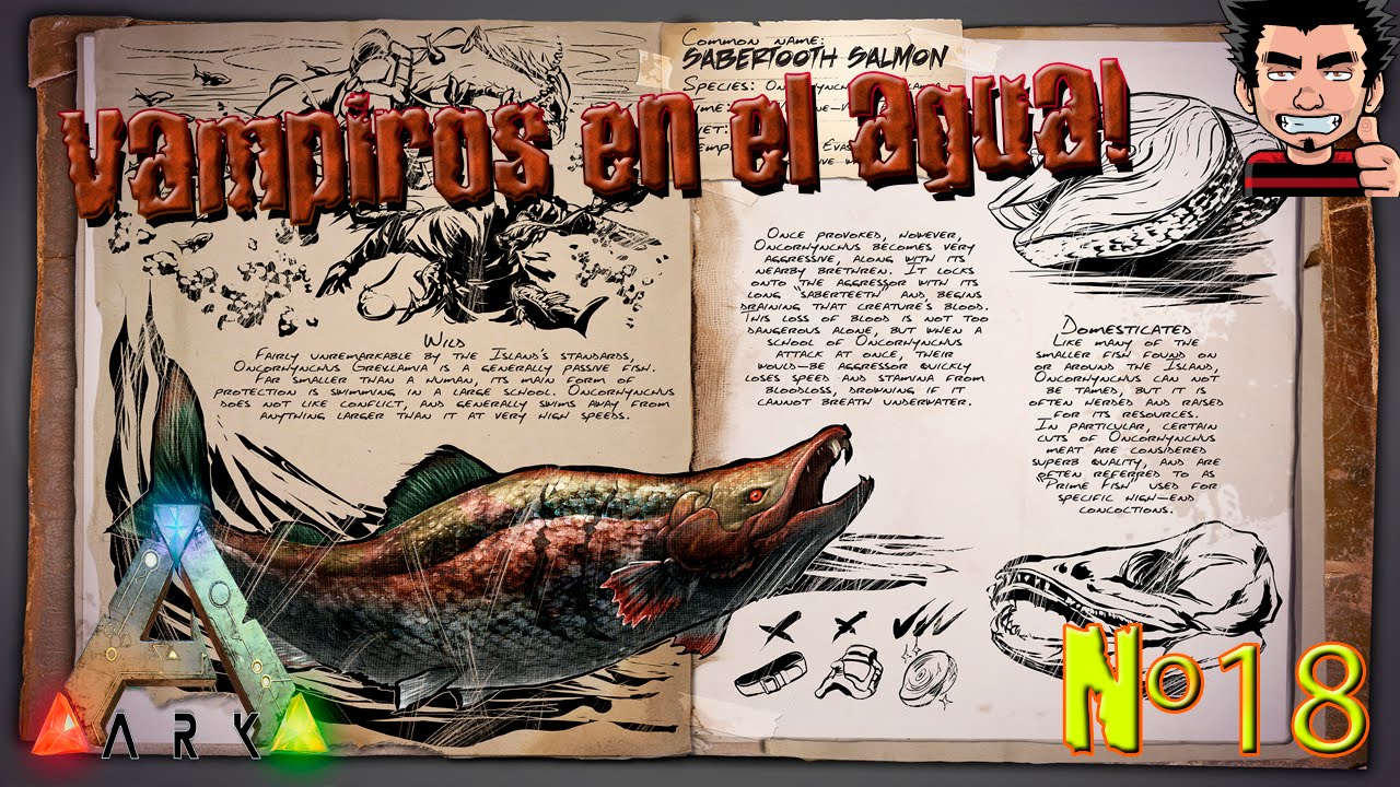 Ark Survival Evolved sabertooth Salmon dossier español nuevo dinosaurio ...