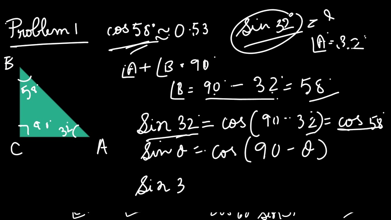 sine and cosine complementary angles - YouTube