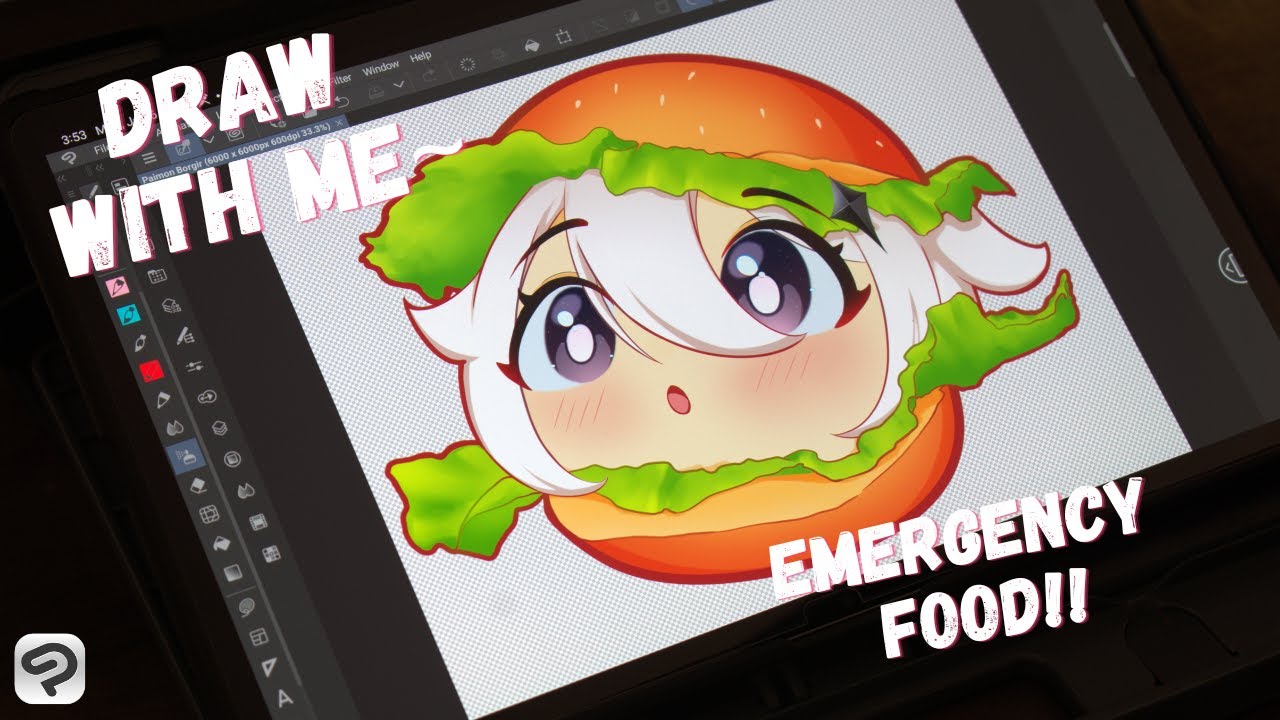 Draw with me: Emergency Food (Paimon) 🍔 ݁₊ . | Real Time Process - YouTube