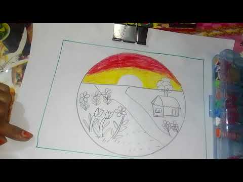 spring scenery drawing with oil pastels and color pencil. - YouTube