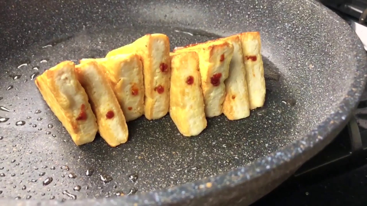 Pan Fried Tofu Triangles - YouTube