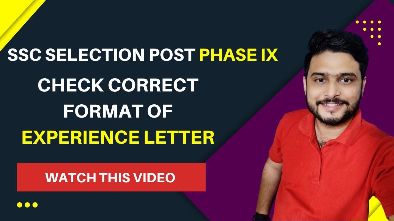 Experience letter correct format for SSC Selection Post Phase 9 and 10 ...