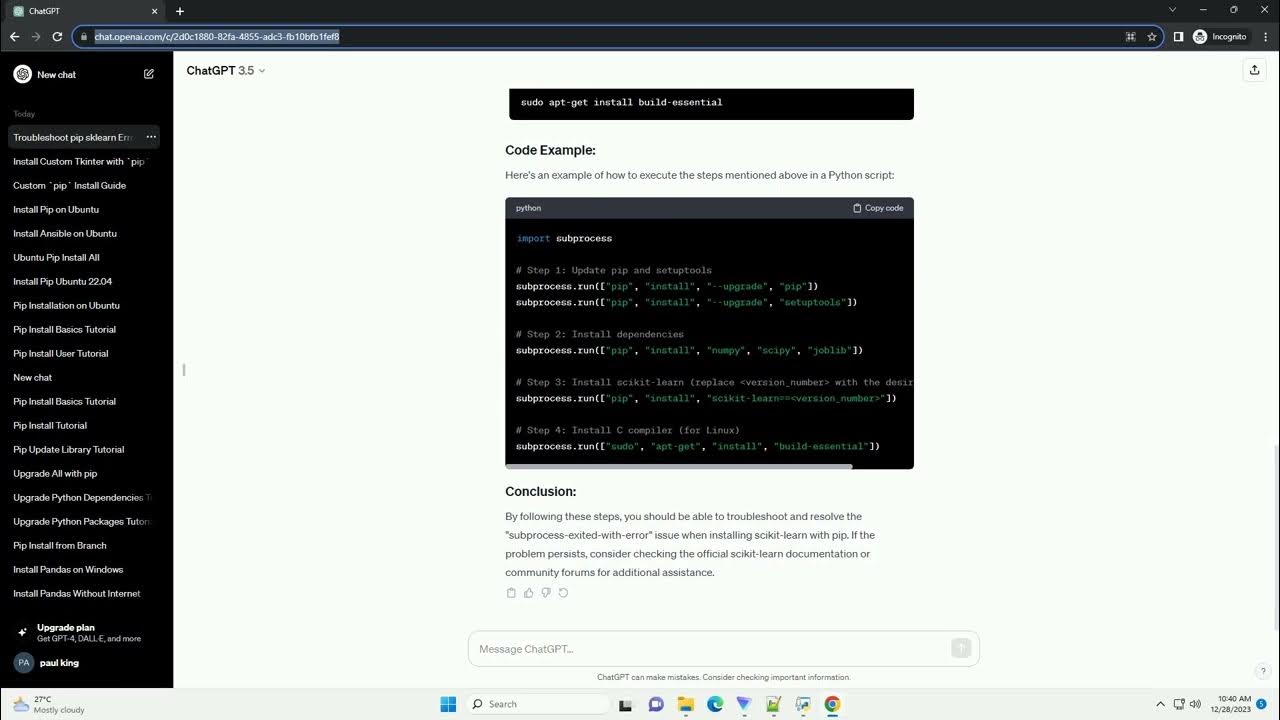 Pip Install Sklearn Error Subprocess Exited With Error Youtube