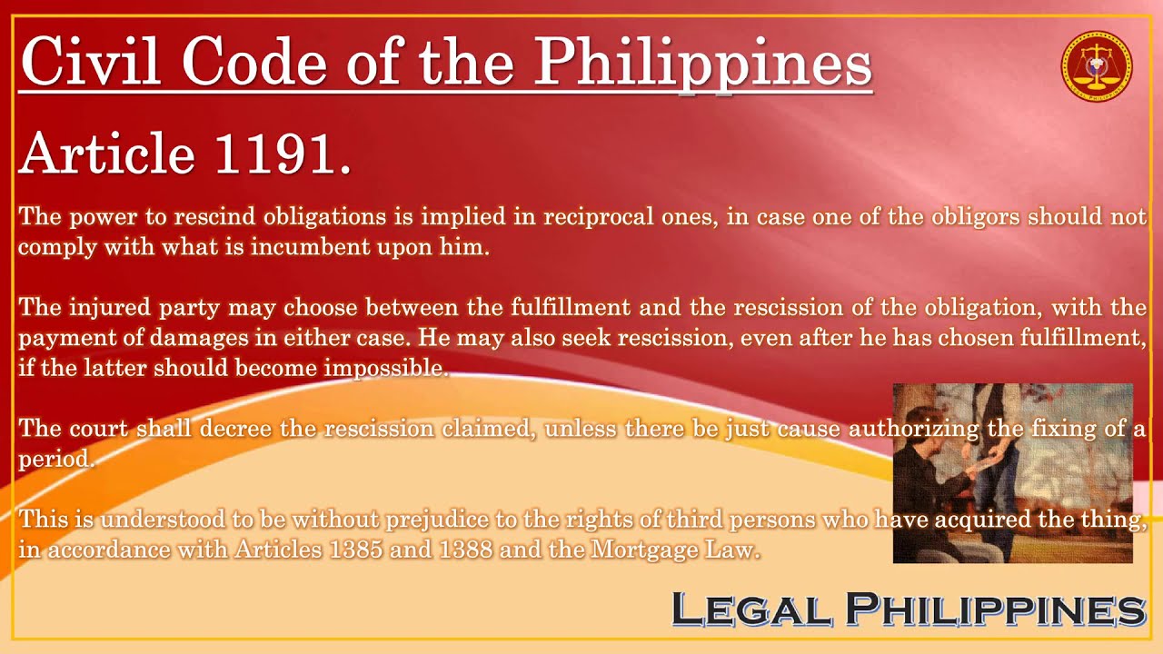 Civil Code of the Philippines, Article 1191 - YouTube
