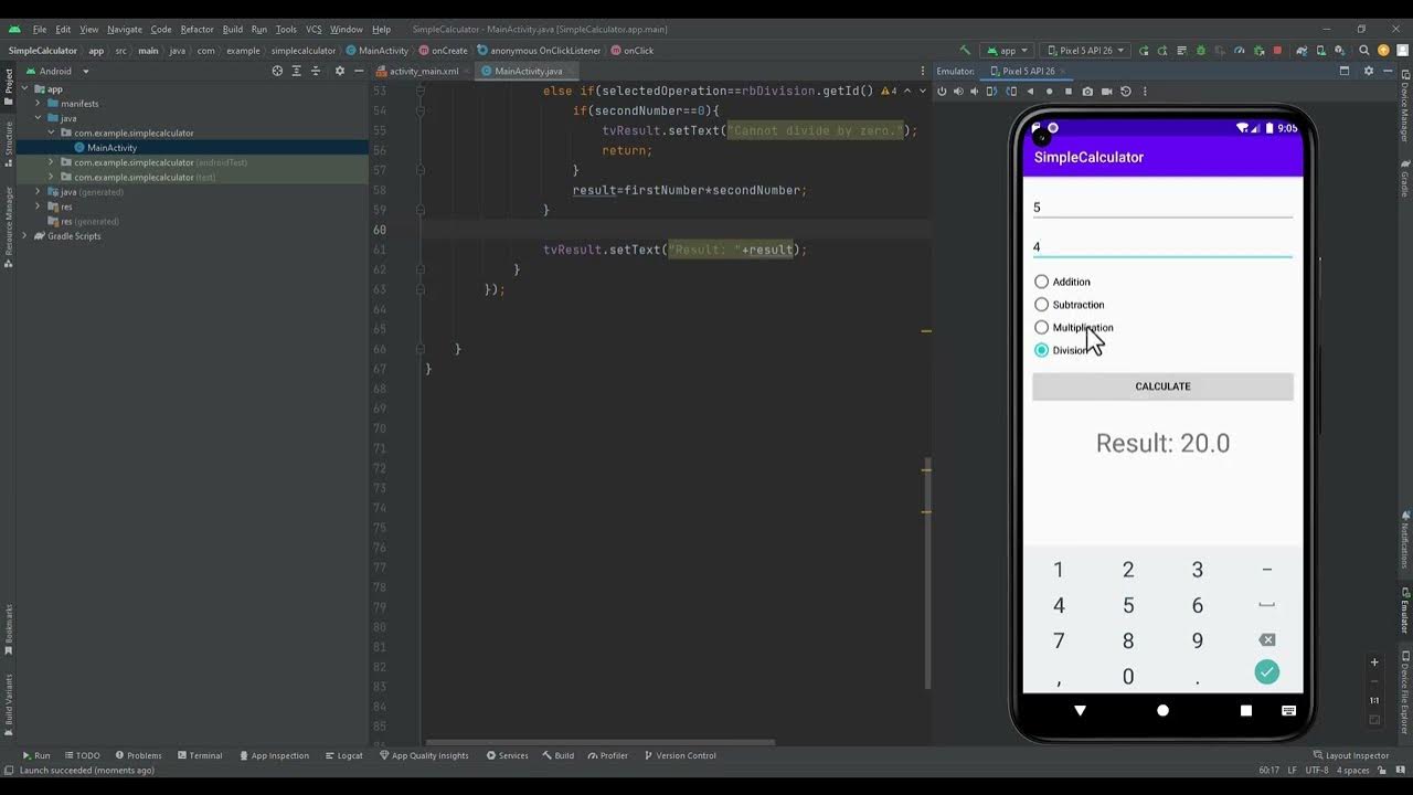 Simple Calculator with RadioButton using Java in Android - YouTube