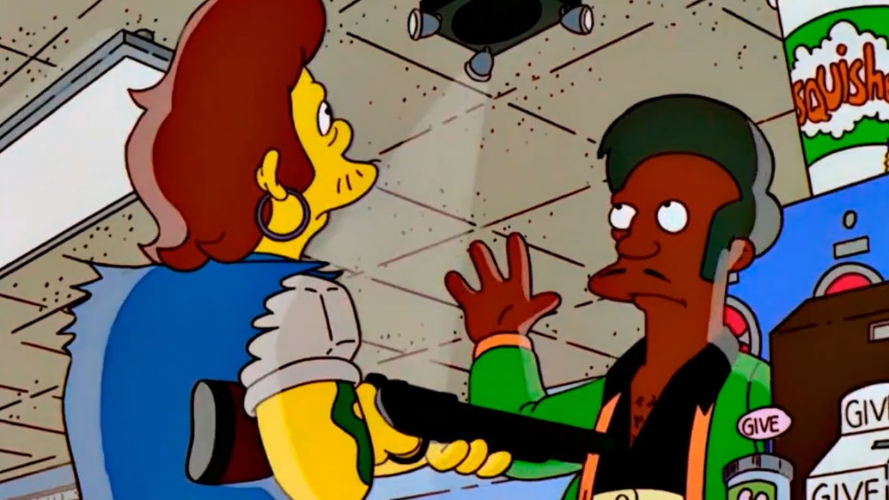 Los Simpson - Apu - Activada alarma silenciosa!! - YouTube