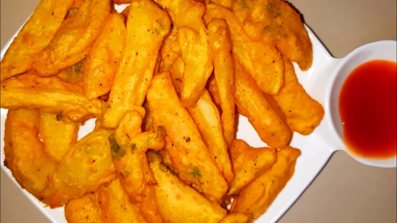 French Fries Pakode - Aloo Finger Recipe क्रिस्पी आलू फिंगर बनाने का ...