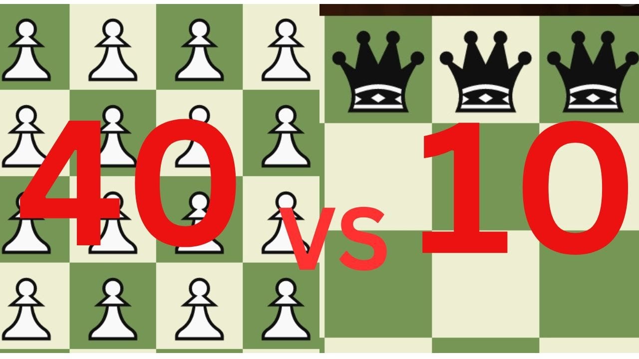 40 Pawn Vs 10 Queen 👽️(40 point Vs 90 point in chess pawn power🙏👽️ ...
