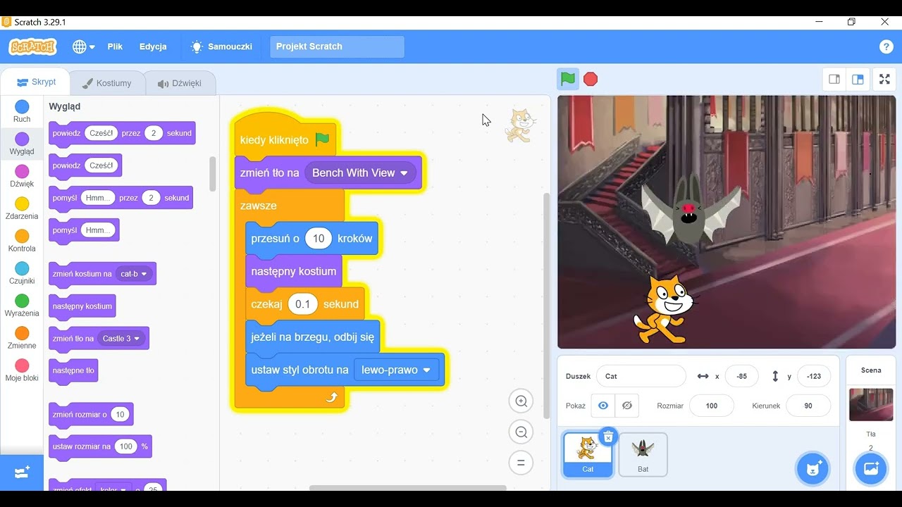 Scratch zadanie3 - Dwa duszki na scenie - YouTube