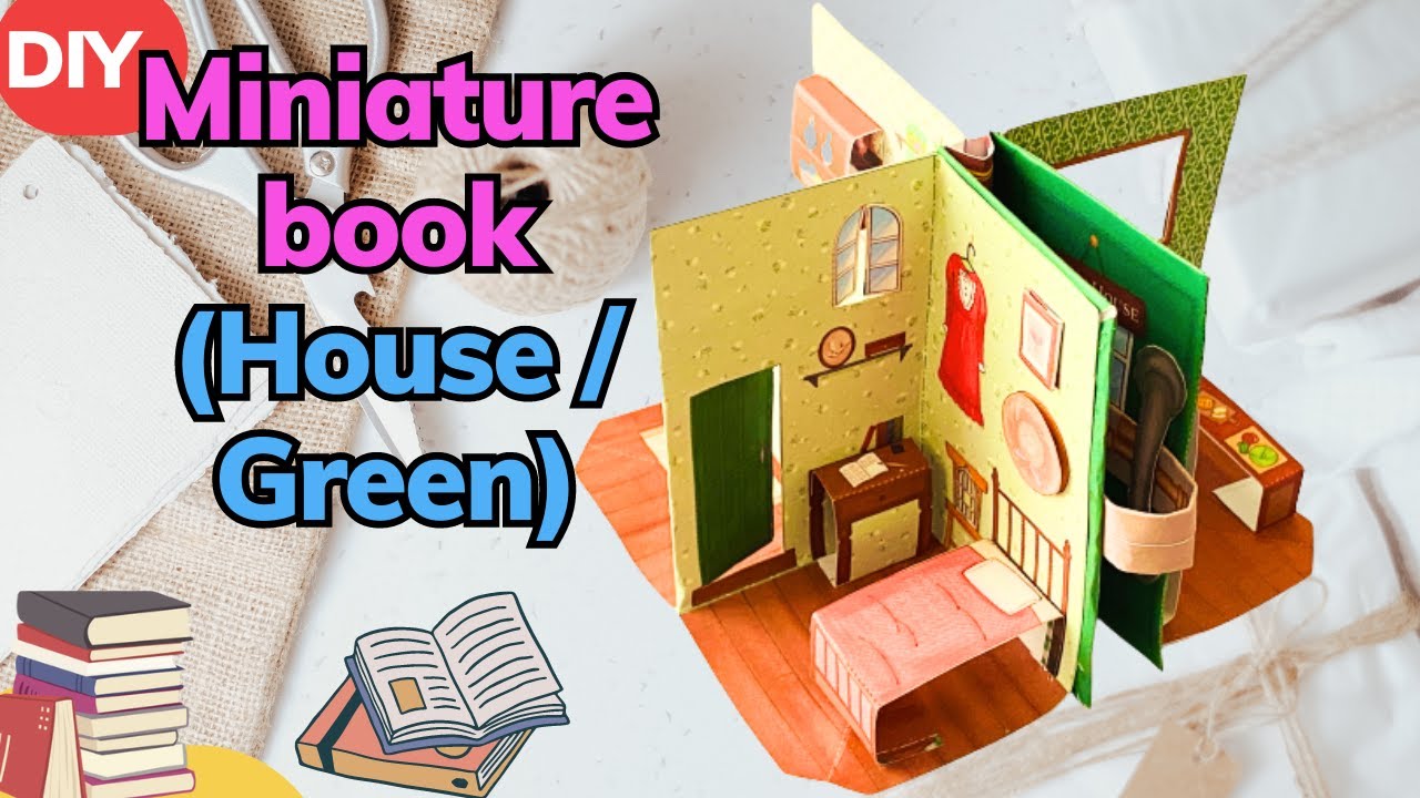 DIY Miniature book House Green Paper Crafts - YouTube