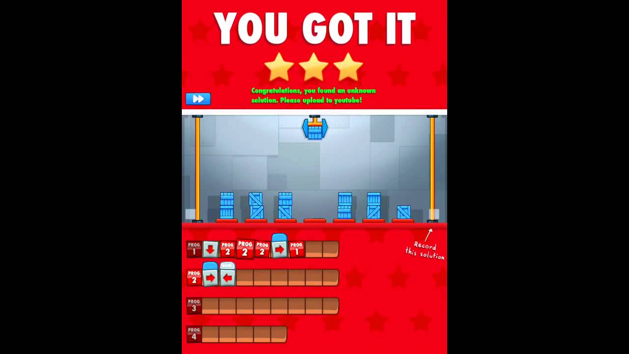 Cargo bot walking piles 3 stars (unique Solution) - YouTube