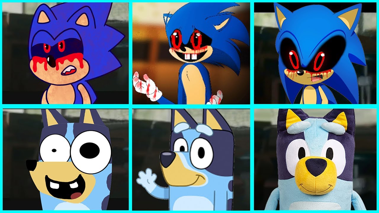 Sonic The Hedgehog Movie Sonic EXE vs BLUEY Uh Meow All Designs ...