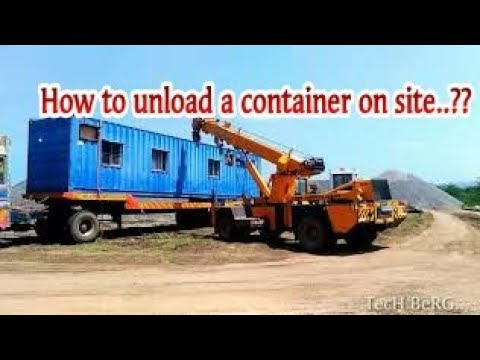 Container unloading in situ |container unloading|construction - YouTube
