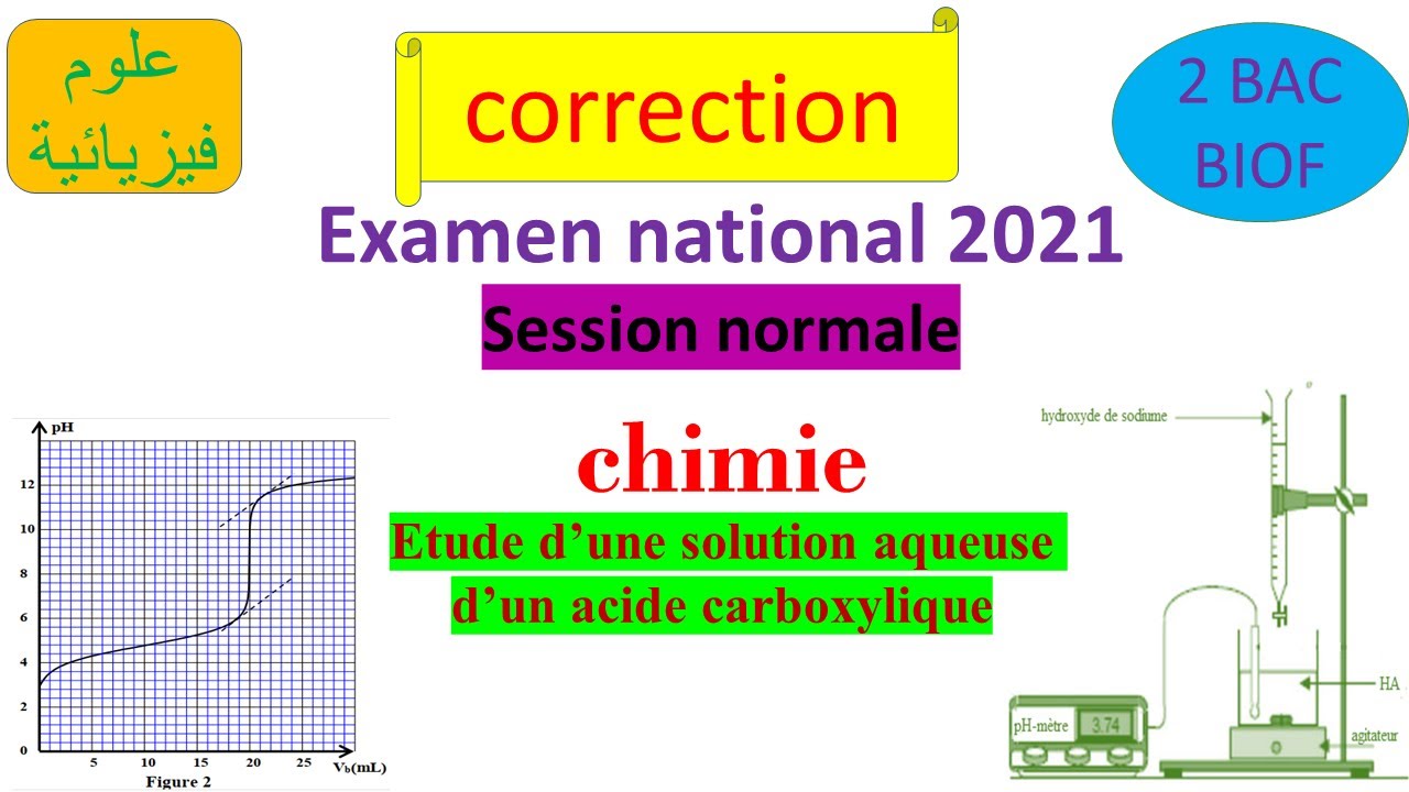 examen national session normale 2021 chimie- Etude d’une solution ...