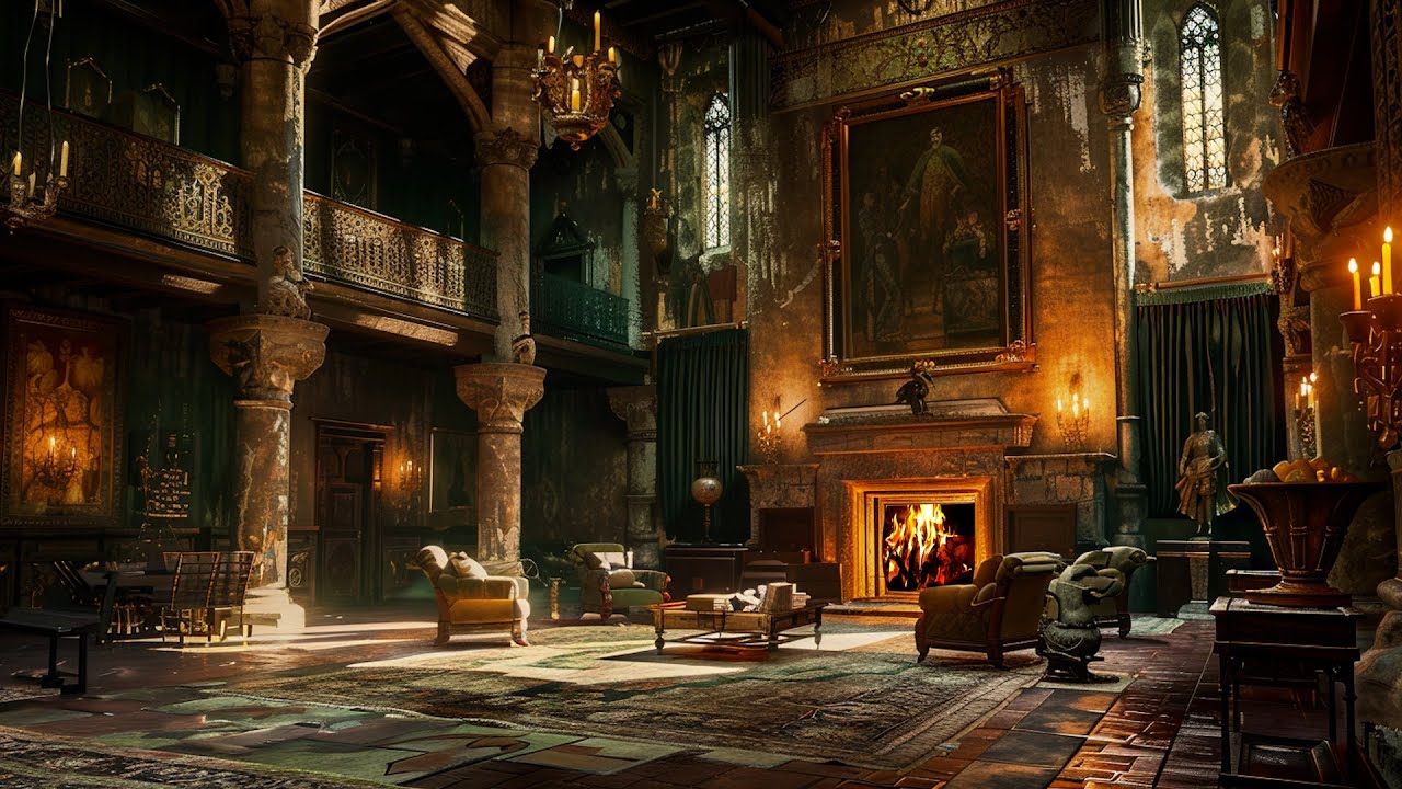 Castle Room - ASMR For Relaxation, Cozy Space The Sound of Fire Creates ...