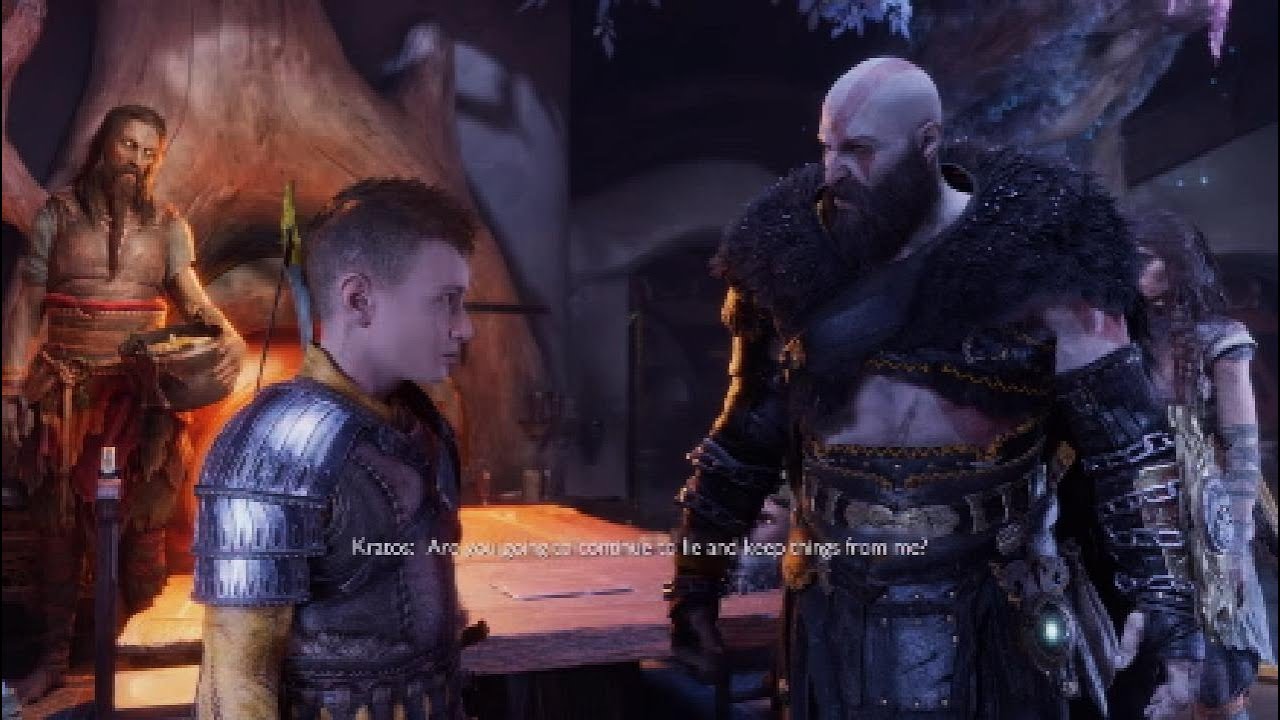 GOD OF WAR Ragnarok Atreus attacks black bear armor kratos - YouTube