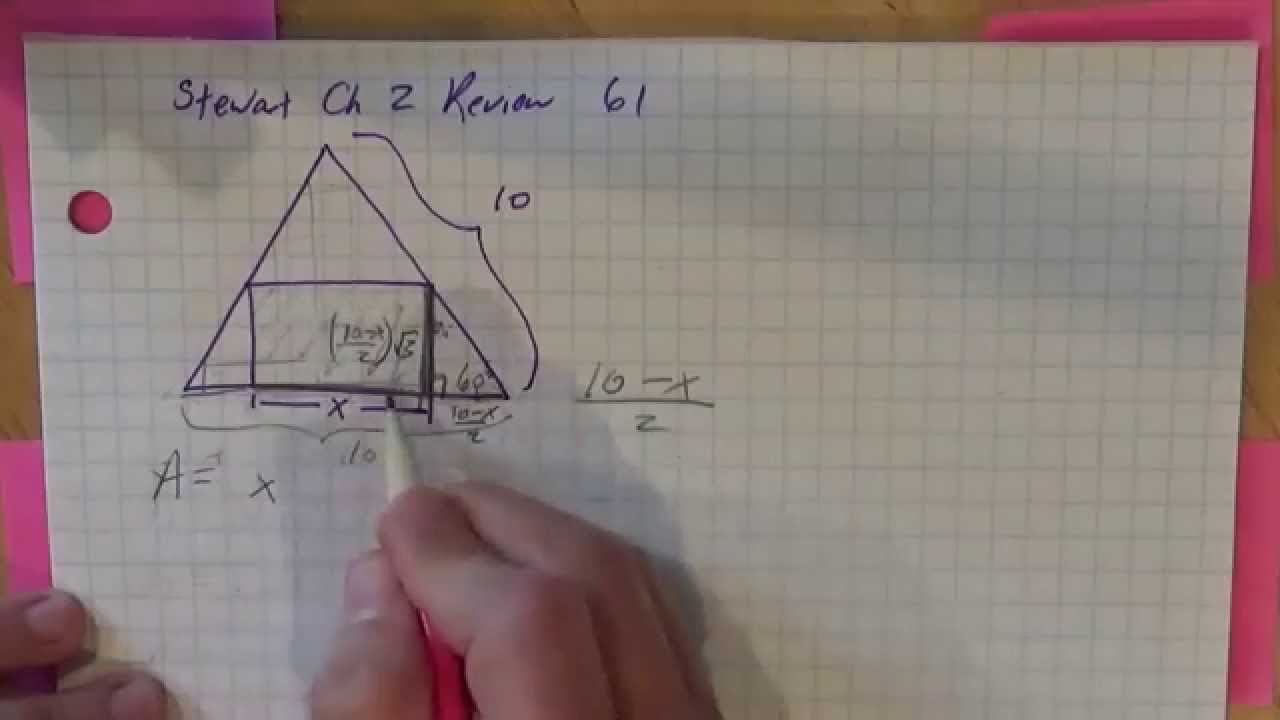 Precalc Stewart Ch 2 Review #61 maximizing area of a rectangle ...