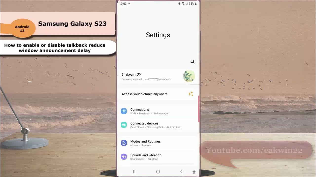 Samsung Galaxy S23 Ultra : How to enable or disable talkback reduce window announcement delay ...