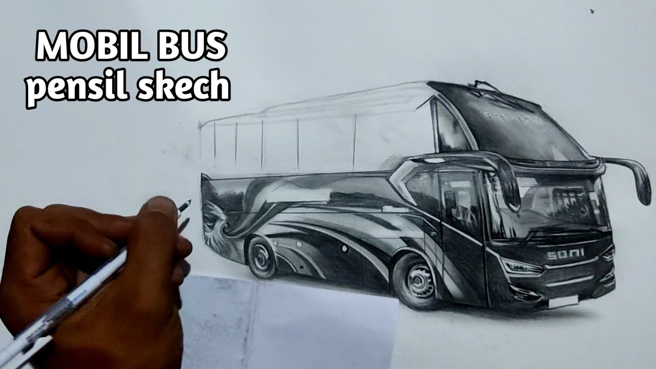 menggambar mobil bus #howtodraw #drawing #sketch - YouTube