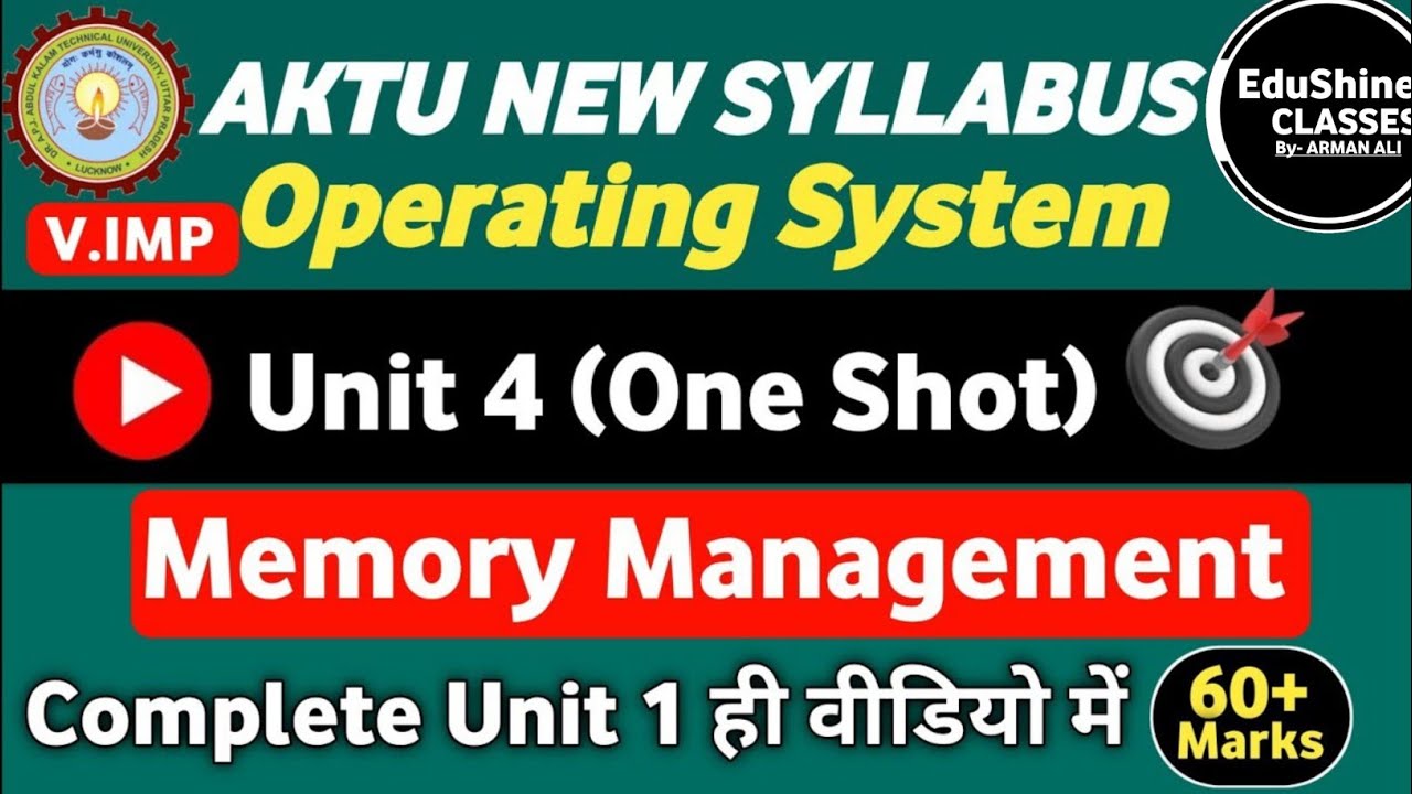 Operating System Unit 4 One shot|Memory Management One shot BCS401|RRSIMT CLASSES|IMP Questions ...
