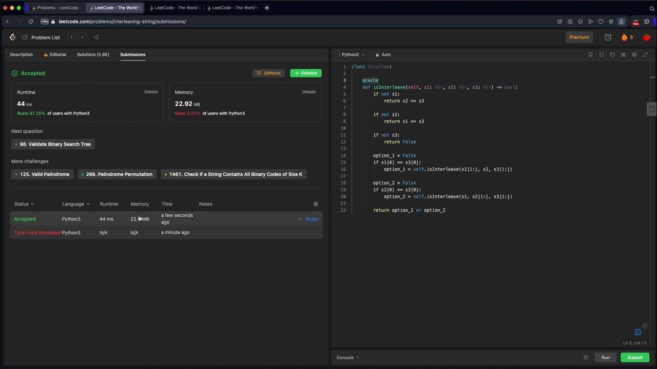 Pomodoro Joe - LeetCode 97 - med - - YouTube