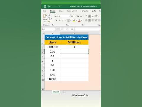 Easy Way to Convert Liters to Milliliters in Excel #excel #shortvideo #shorts - YouTube