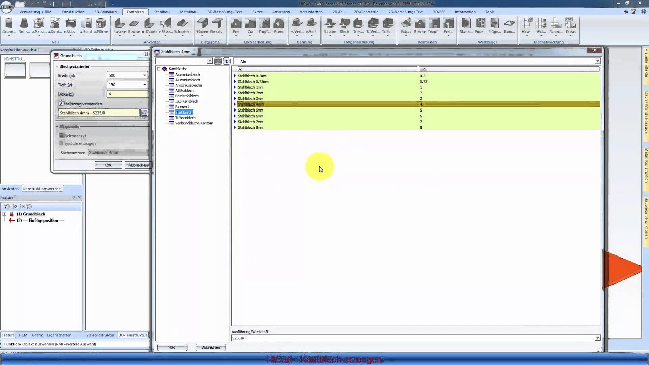 HiCad Tutorial #B2 Kantblech erzeugen (Grundblech) - YouTube