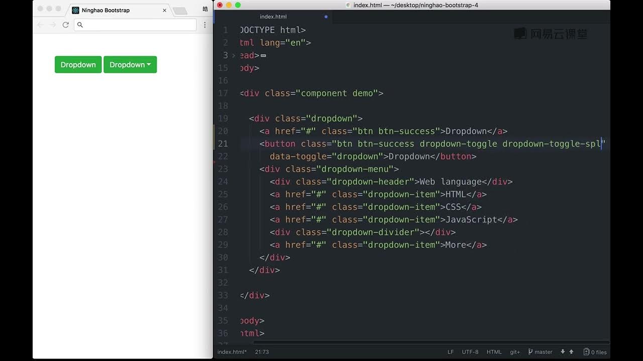《Bootstrap 4：CSS 与 JS 框架》 3·17 Dropdown：分离式下拉菜单 - YouTube