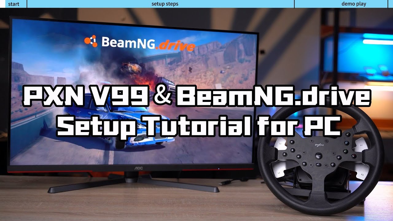 PXN V99 Gaming Steering Wheel & PC BeamNG drive Setup Tutorial.#pxn # ...