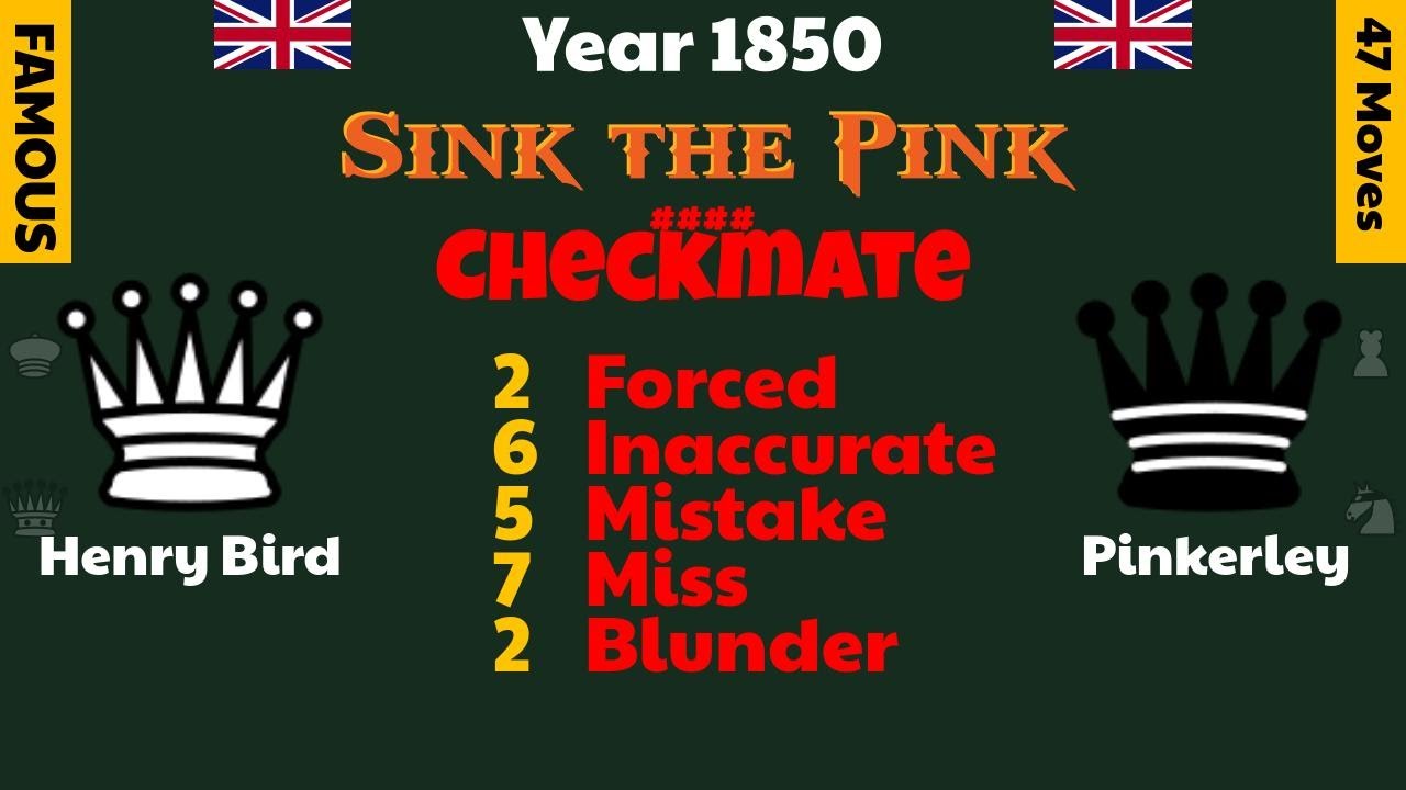 Henry Bird vs Pinkerley, Jan 01, 1850, Sink the Pink #chess #chessgame ...