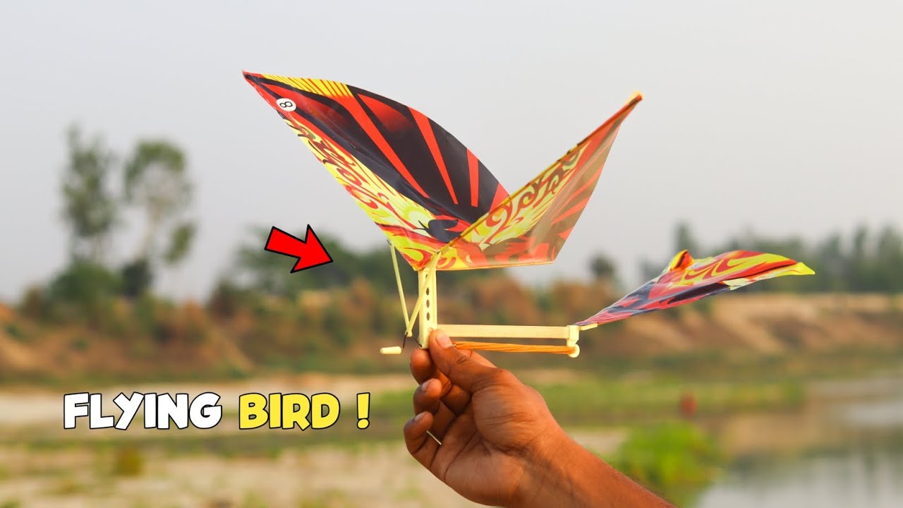 Amazing Rubber Powered Flying Bird - YouTube