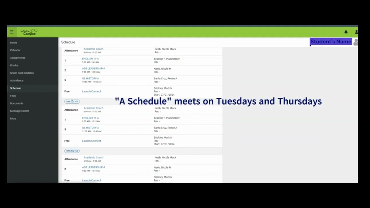 How to Find your Class Schedule in Infinite Campus - YouTube