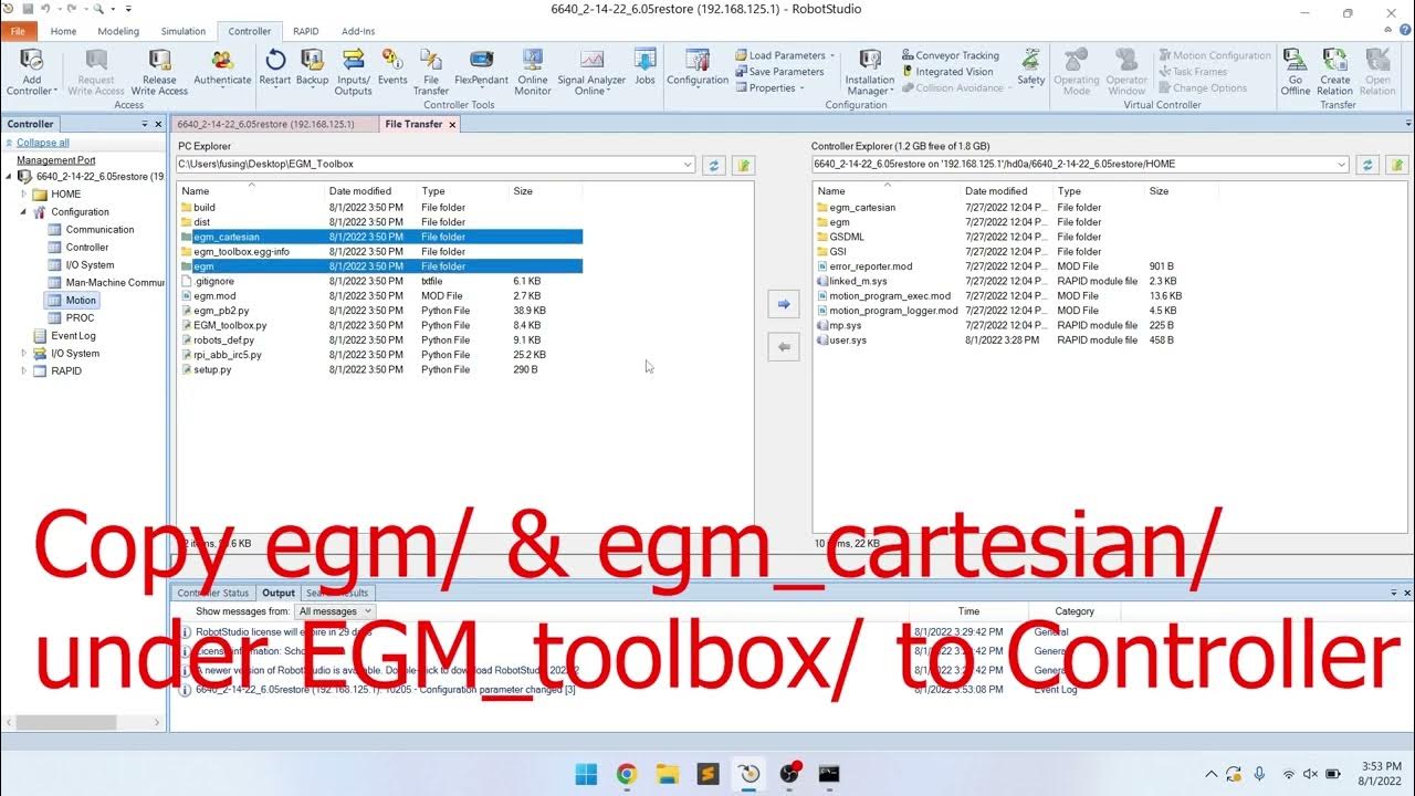 ABB 6640 (IRC5) EGM Setup with Python Interface - YouTube