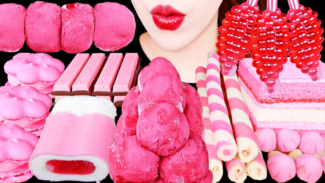 ASMR *STRAWBERRY* RICE CAKE SKEWER, JELLY, CHOCOLATE MUSHROOM, ICE ...