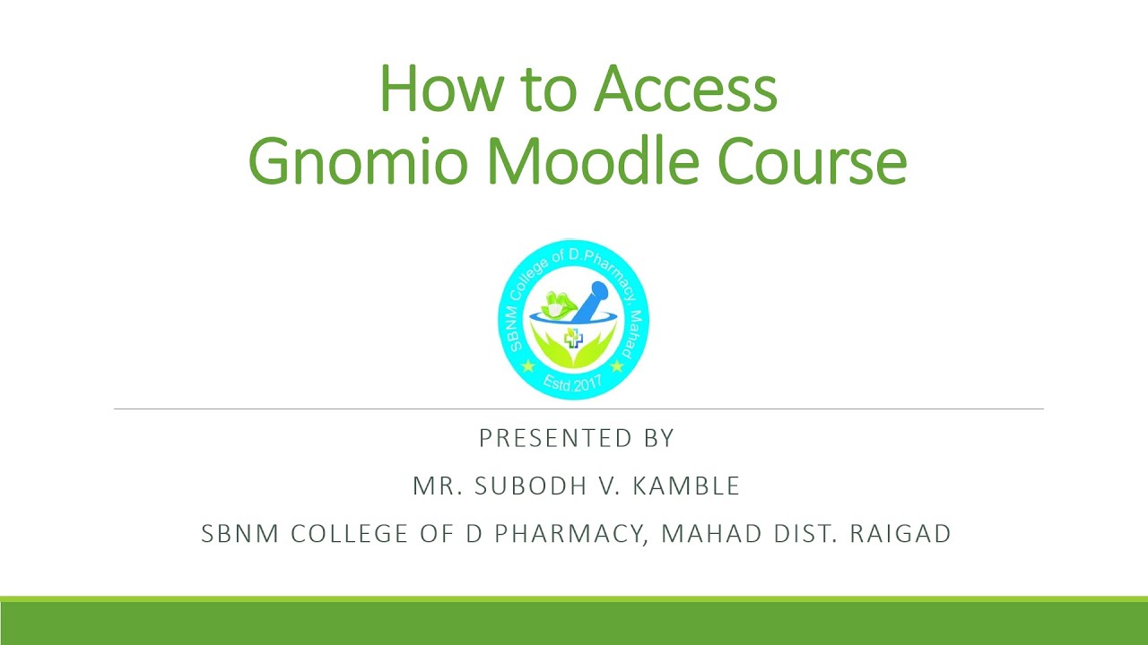How to Access Gnomio Moodle Course by Subodh Kamble - YouTube
