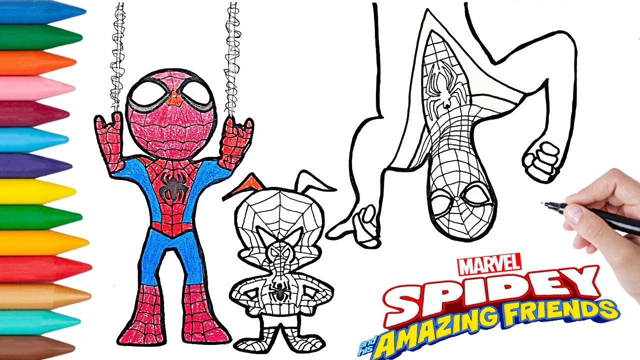 Spider-Man Characters | Spidey, Miles and Spider-Ham | Coloring Page ...