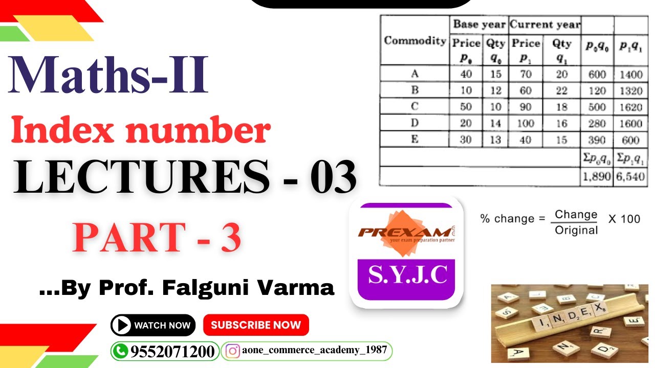 SYJC | MATHS-II | Chapter-5 | Index number | Lecture-3 | part-3 - YouTube