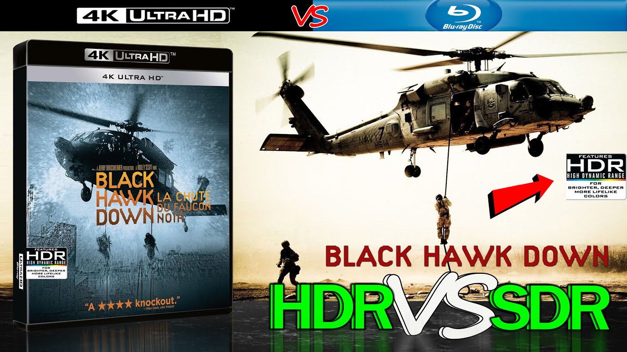 Black Hawk Down 2001 HDR ANALYSIS 4K Blu Ray vs 1080p BD SDR 100nits # ...