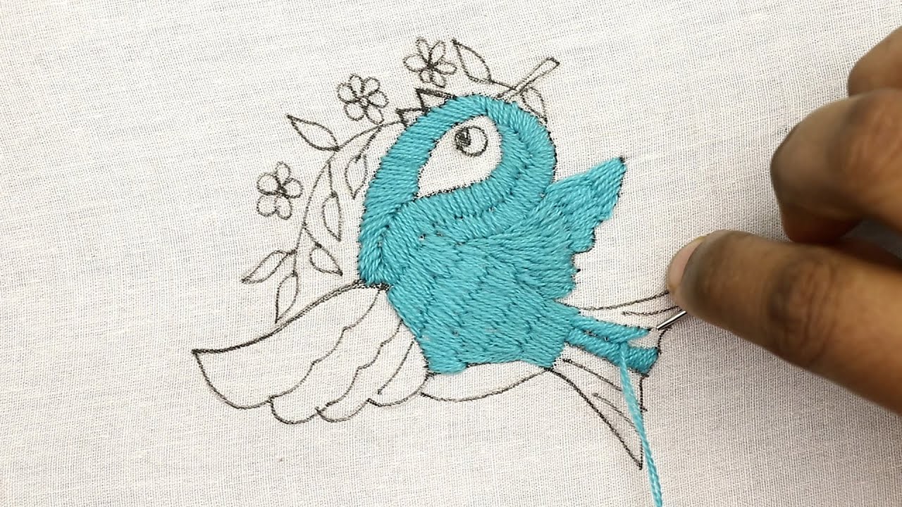 cute hand embroidery designs of a flying bird - amazing bird embroidery ...