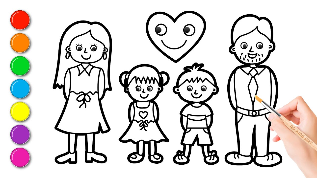 Fun & Easy: Draw & Color a Happy Family! (Learn Shapes & Colors) - YouTube