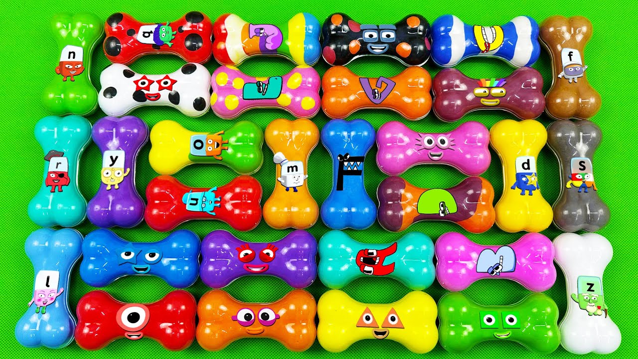 Numberblocks & Alphablocks – Looking Rainbow SLIME with Dog Bone Mix ...
