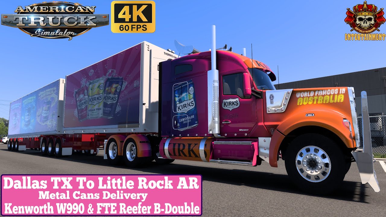 ATS 1.51 4K | Dallas TX To Little Rock AR | Kenworth W990 & FTE Reefer ...