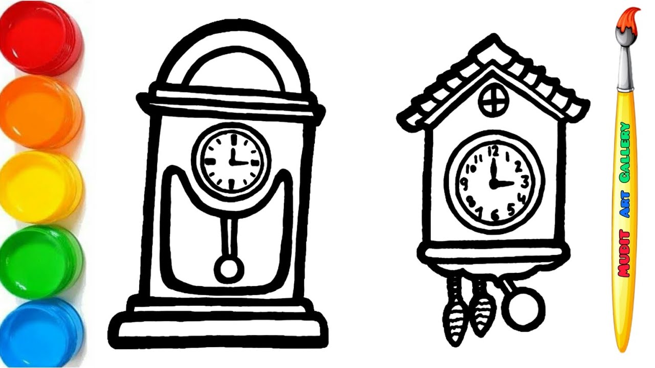 Clock Drawing, Coloring For Kids, Drawing For Kids, How To Draw Alarm ...